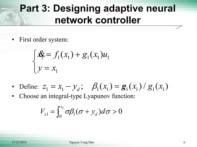Adaptive neural network controller Presentation | PPT