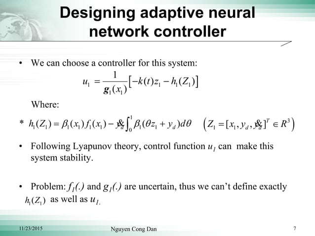 Adaptive neural network controller Presentation | PPT