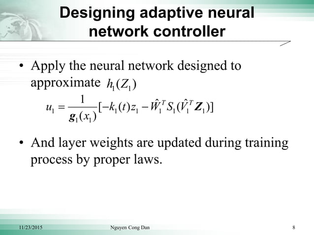 Adaptive neural network controller Presentation | PPT