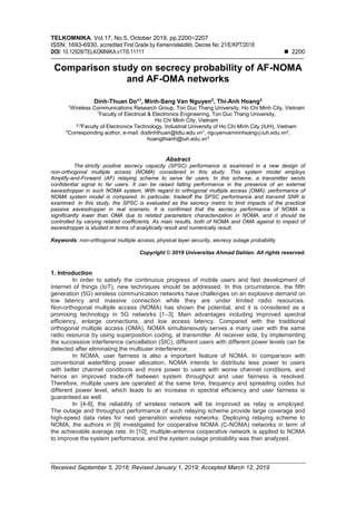 Comparison study on secrecy probability of AF-NOMA and AF-OMA networks ...