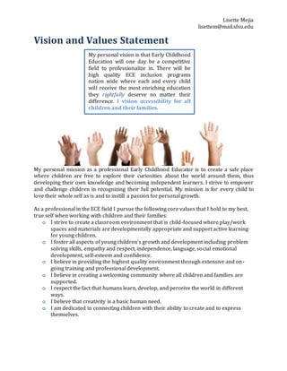 Vision and Values Statement | DOCX