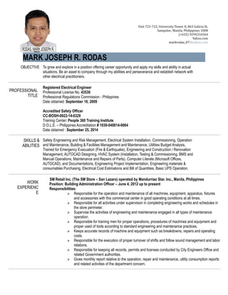 Resume _ Engr. Mark Joseph R. Rodas _ April 2015 (1) | DOC
