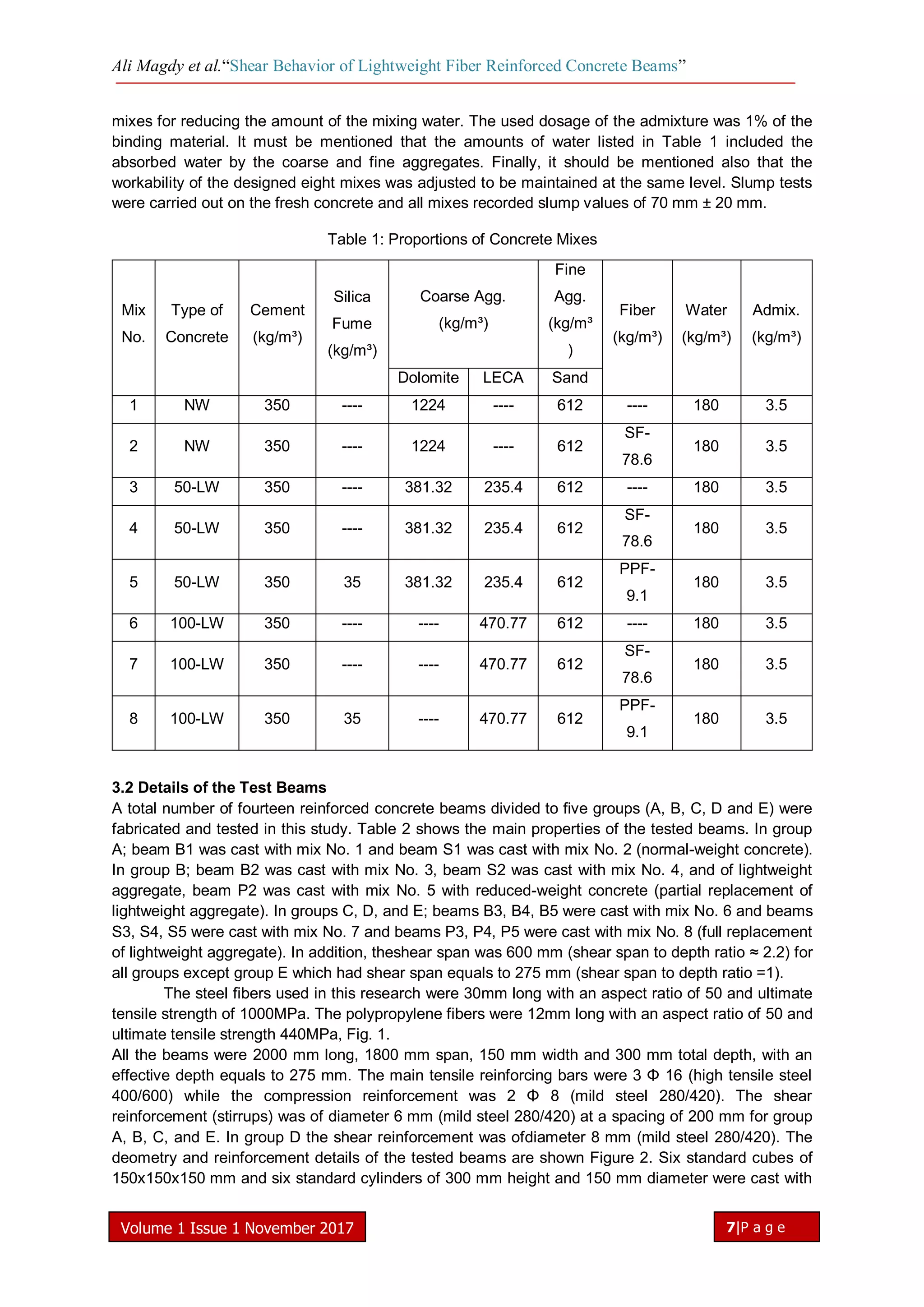 Shear Behavior of Lightweight Fiber Reinforced Concrete Beams | PDF