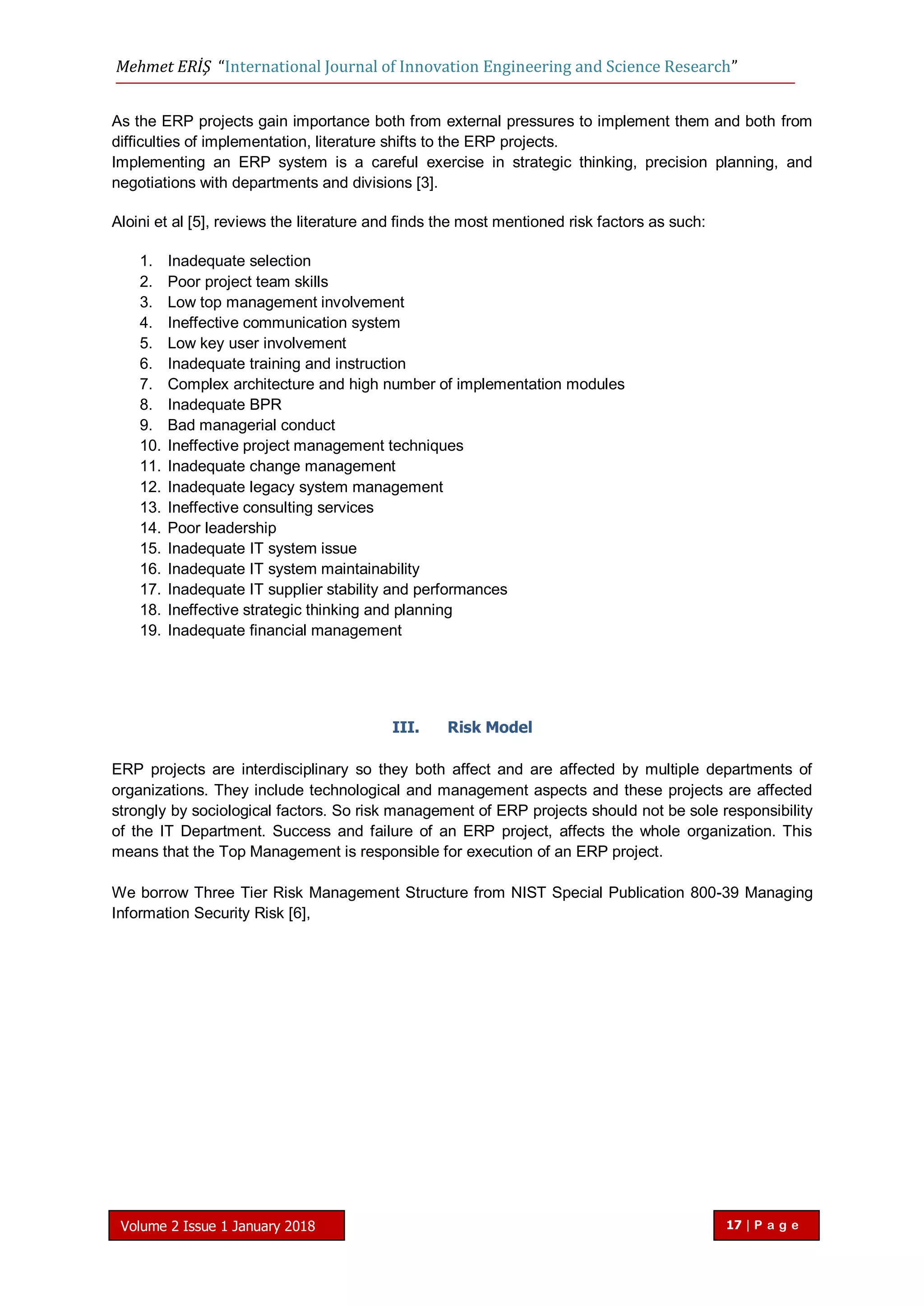 Risk Organization for ERP Projects | PDF