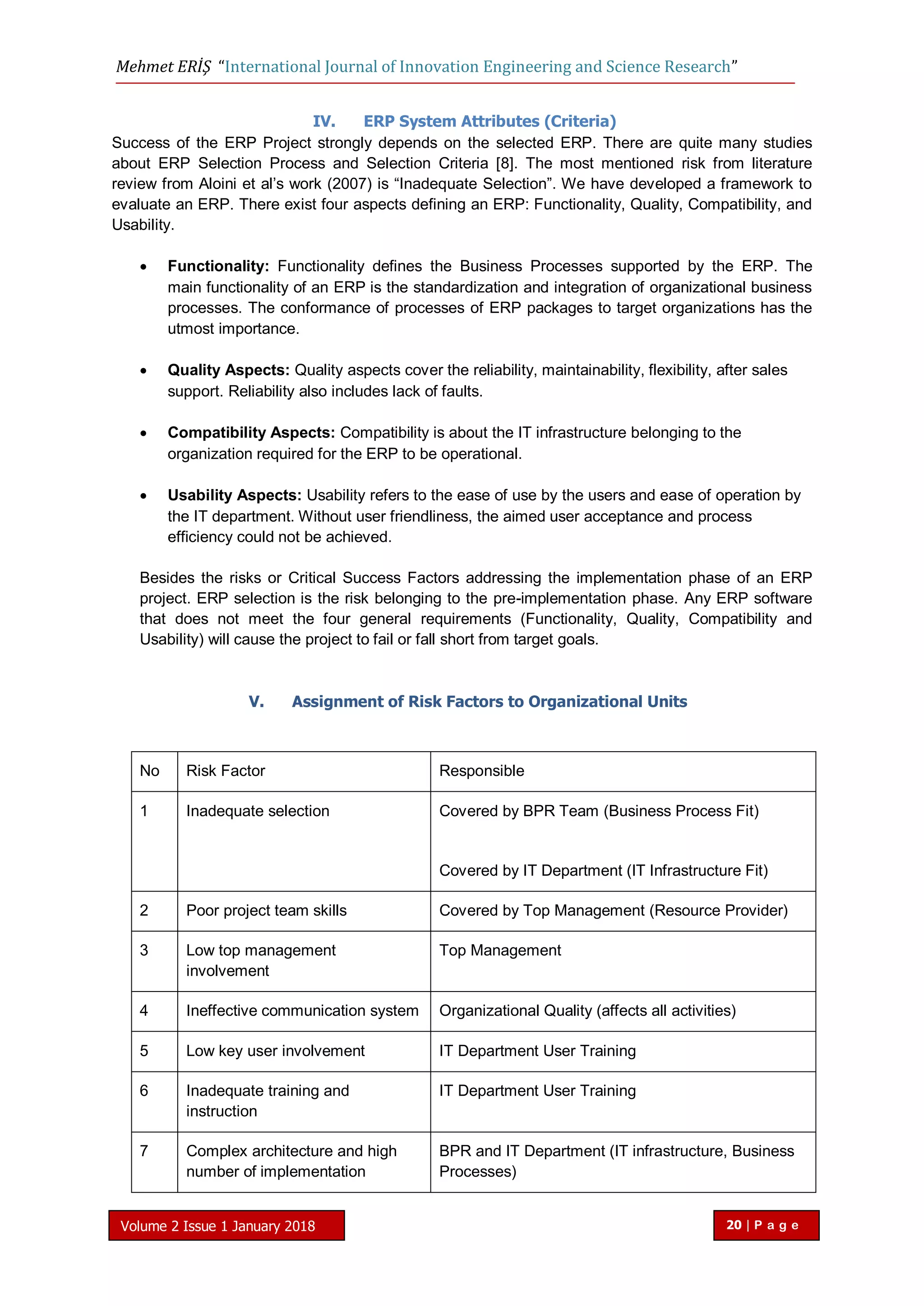 Risk Organization for ERP Projects | PDF