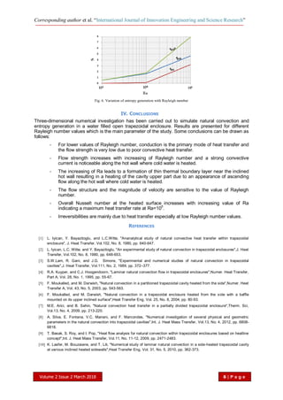 Analysis of three-dimensional natural convection and entropy generation in a water filled open ...