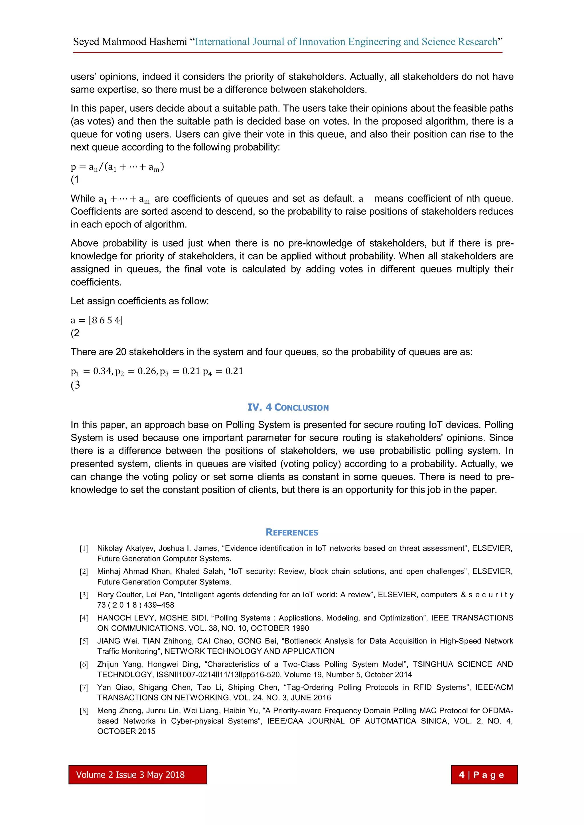 Probabilistic Polling System Approach for IoT Secure Routing | PDF