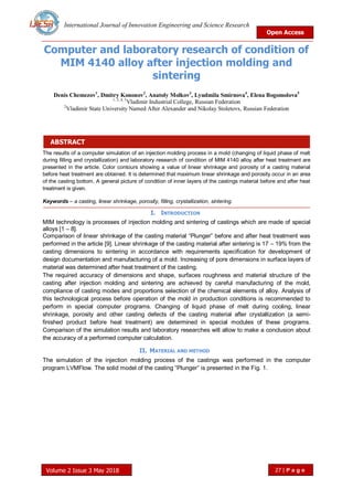 Computer and laboratory research of condition of MIM 4140 alloy after ...
