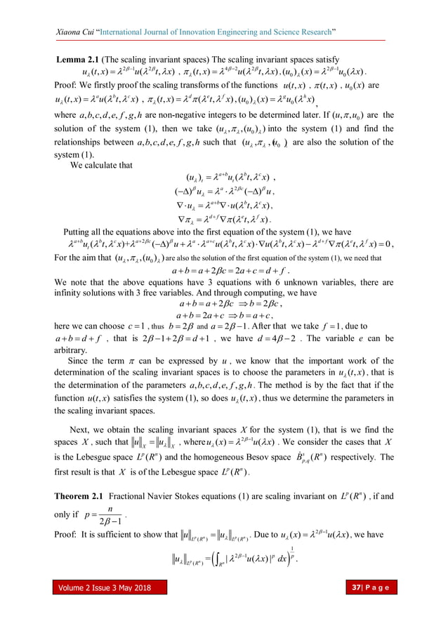 The scaling invariant spaces for fractional Navier- Stokes equations | PDF