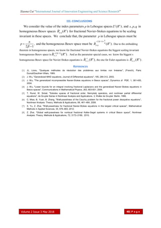 The scaling invariant spaces for fractional Navier- Stokes equations | PDF