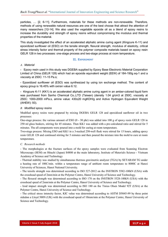 Effects of Kingcure K-11 Hardener and Epoxidized Sunflower Oil on The ...