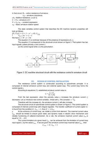 Control of Direct Current Machine by the Change of Resistance in ...