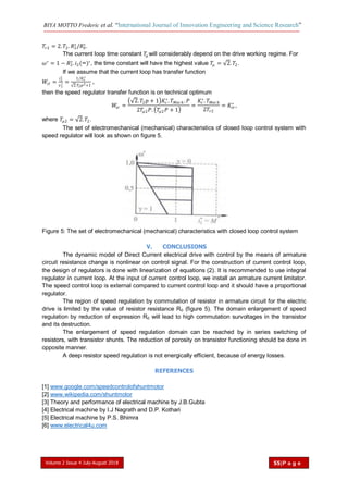 Control of Direct Current Machine by the Change of Resistance in Armature Circuit | PDF