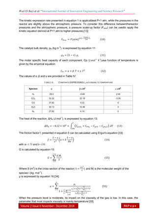 Modeling and Simulation ofa Water Gas Shift Reactor operating at a low ...