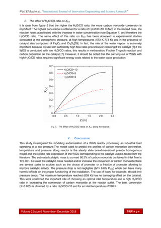 Modeling and Simulation ofa Water Gas Shift Reactor operating at a low ...