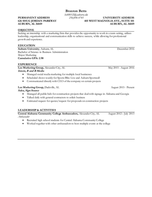 BUSI 2010 Resume Draft | DOCX