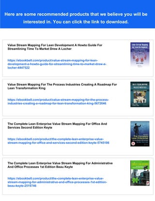 Value Stream Mapping For Healthcare Made Easy Cindy Jimmerson | PDF