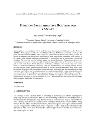 POSITION BASED ADAPTIVE ROUTING FOR VANETS | PDF