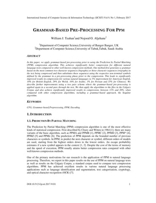 Grammar Based Pre-Processing for PPM | PDF