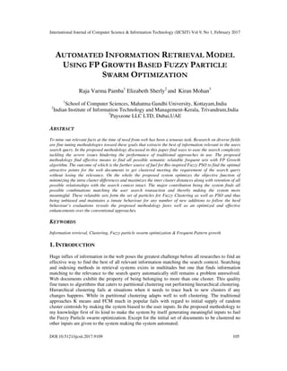 AUTOMATED INFORMATION RETRIEVAL MODEL USING FP GROWTH BASED FUZZY PARTICLE SWARM OPTIMIZATION | PDF