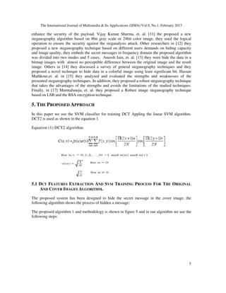 A NOVEL IMAGE STEGANOGRAPHY APPROACH USING MULTI-LAYERS DCT FEATURES BASED ON SUPPORT VECTOR ...