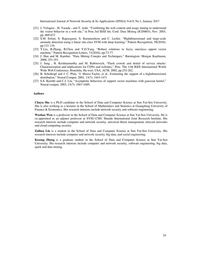 Application Layer Ddos Detection Based On A One Class Support Vector Machine Pdf
