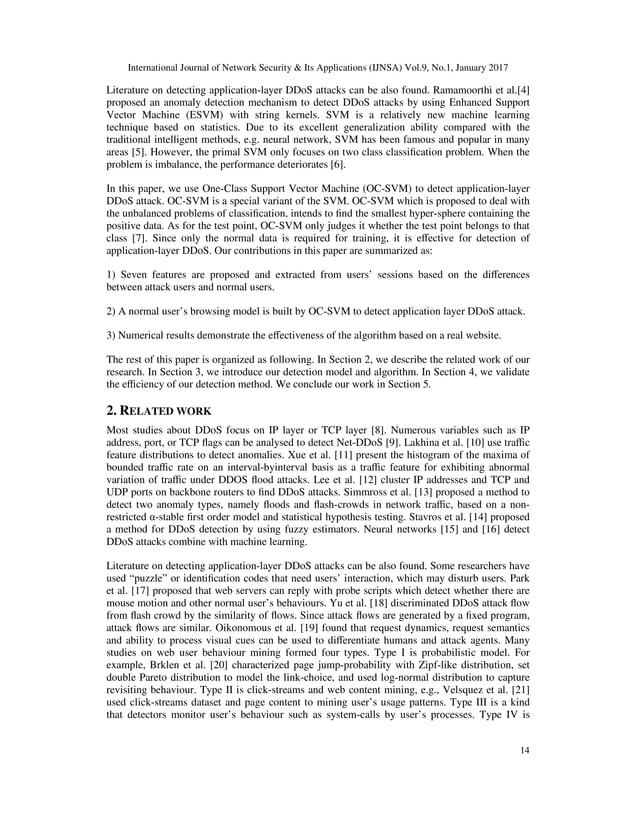 Application Layer Ddos Detection Based On A One Class Support Vector Machine Pdf