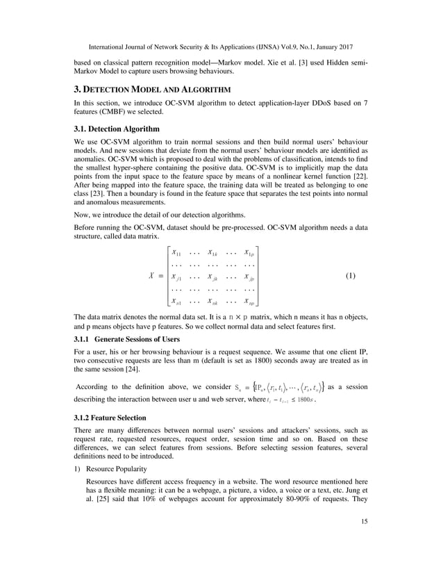 Application Layer Ddos Detection Based On A One Class Support Vector Machine Pdf