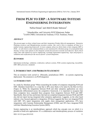 FROM PLM TO ERP : A SOFTWARE SYSTEMS ENGINEERING INTEGRATION | PDF