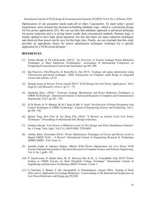 SURVEY ON POWER OPTIMIZATION TECHNIQUES FOR LOW POWER VLSI CIRCUIT IN ...