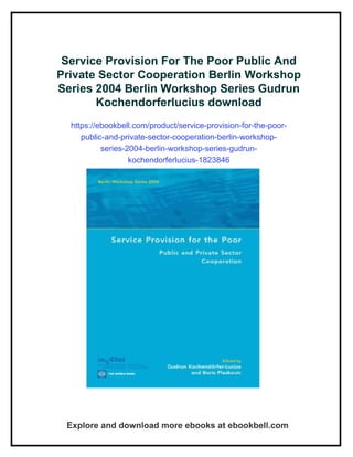 Service Provision For The Poor Public And Private Sector Cooperation ...