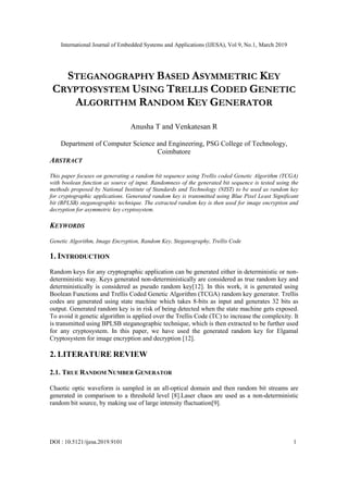 STEGANOGRAPHY BASED ASYMMETRIC KEY CRYPTOSYSTEM USING TRELLIS CODED GENETIC ALGORITHM RANDOM KEY ...