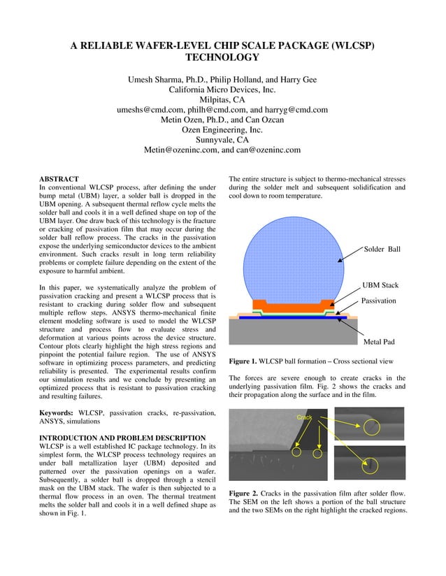 A Reliable Wafer-Level Chip Scale Package (WLCSP) Technology | PDF ...