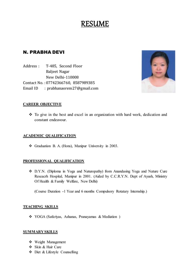 N. PRABHA DEVI RESUME | PDF
