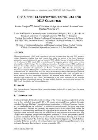 EEG SIGNAL CLASSIFICATION USING LDA AND MLP CLASSIFIER | PDF