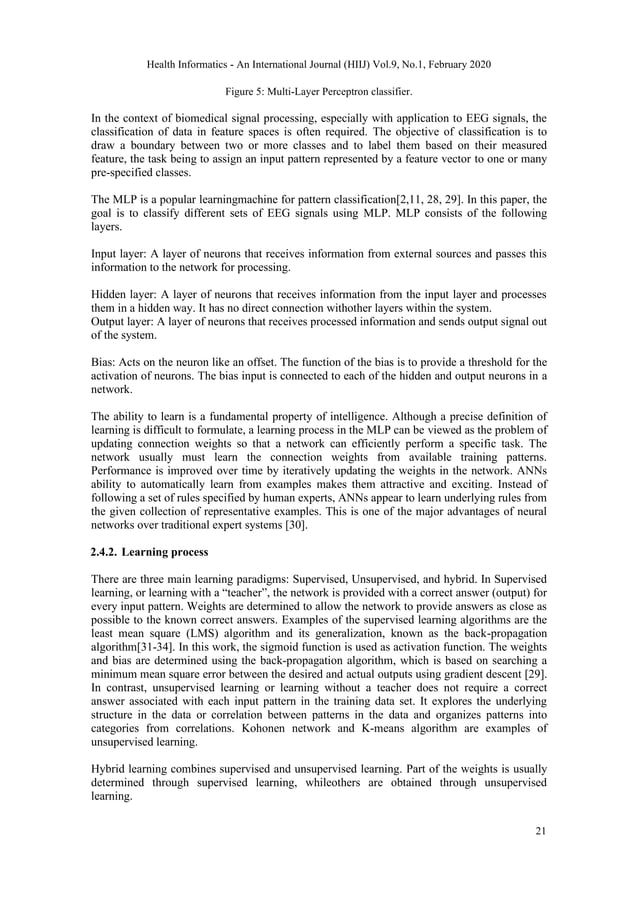 EEG SIGNAL CLASSIFICATION USING LDA AND MLP CLASSIFIER | PDF