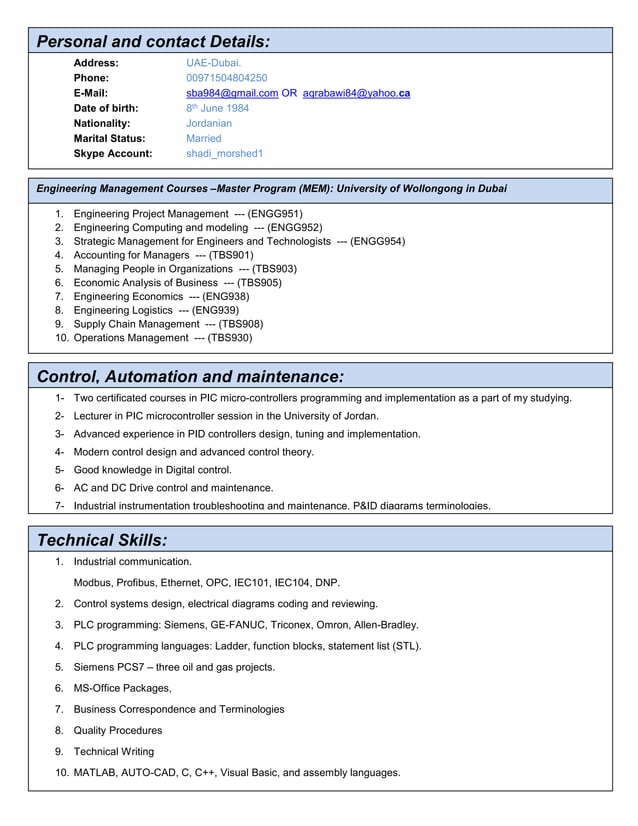 Shadi B. CV - latest-28-Aug-2016 | PDF
