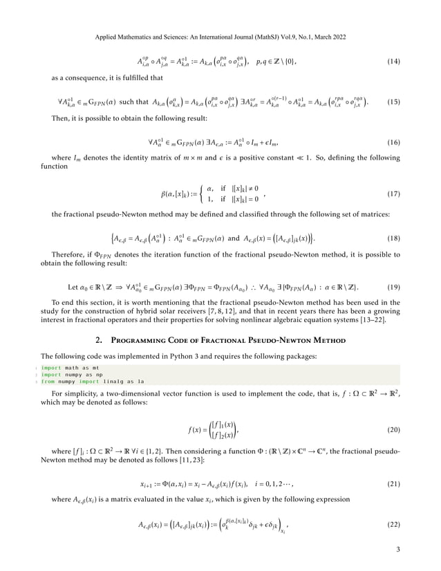 Code Of The Multidimensional Fractional Pseudo Newton Method Using Recursive Programming Pdf