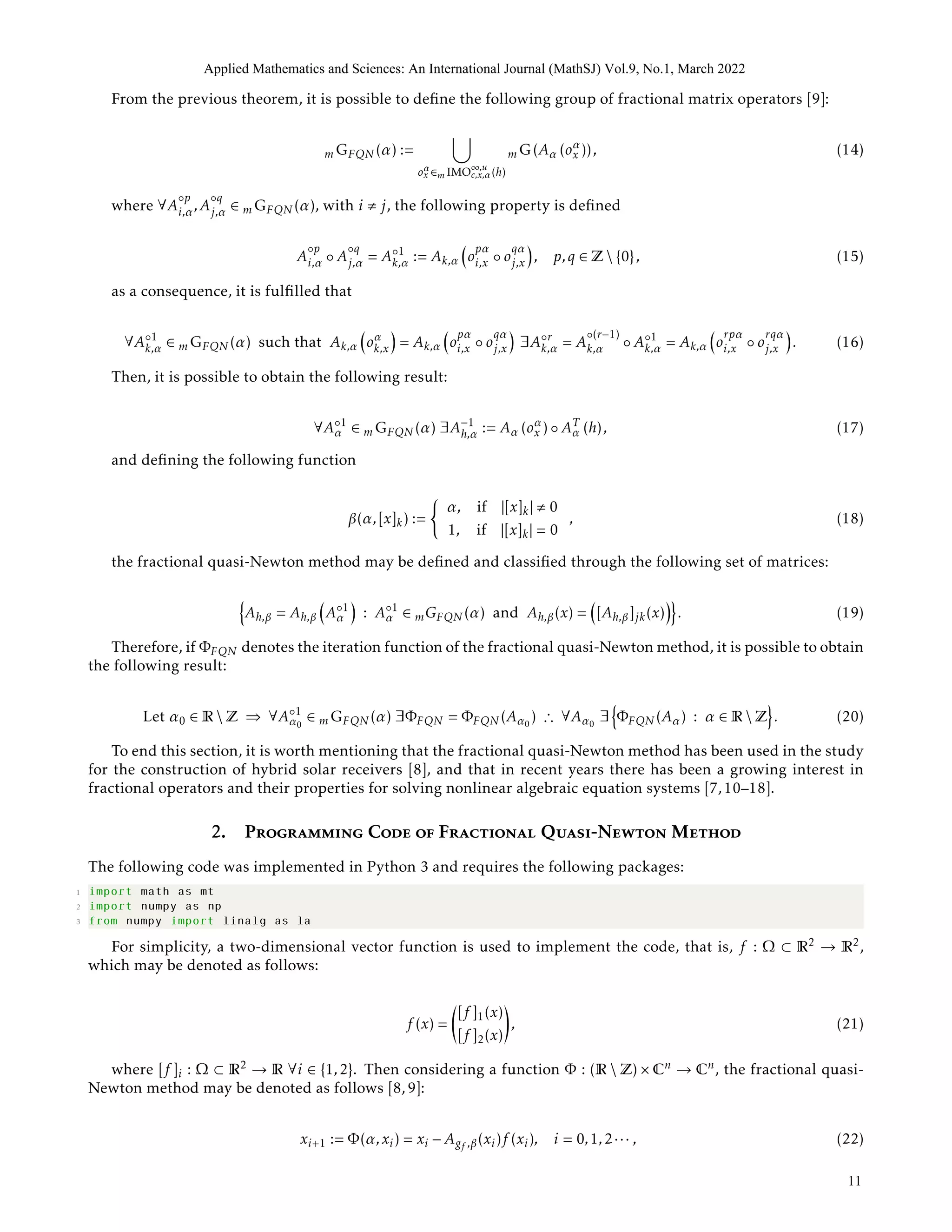 Code of the Multidimensional Fractional Quasi-Newton Method using ... Code of the Multidimensional Fractional Quasi-Newton Method using ...