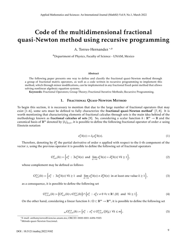 Code of the Multidimensional Fractional Quasi-Newton Method using ...