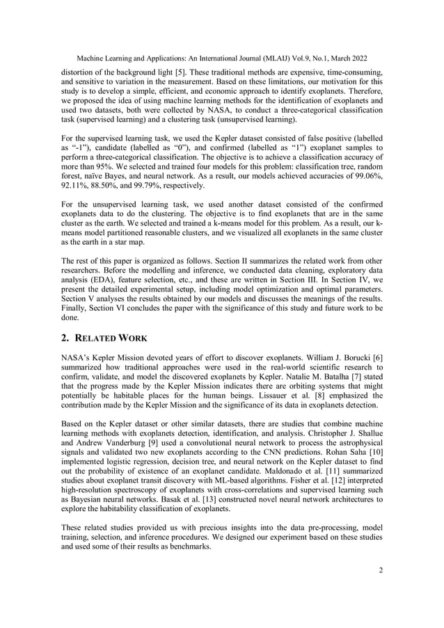 EXOPLANETS IDENTIFICATION AND CLUSTERING WITH MACHINE LEARNING METHODS | PDF