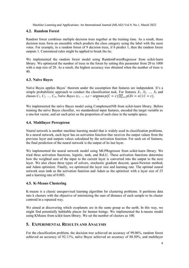 EXOPLANETS IDENTIFICATION AND CLUSTERING WITH MACHINE LEARNING METHODS | PDF