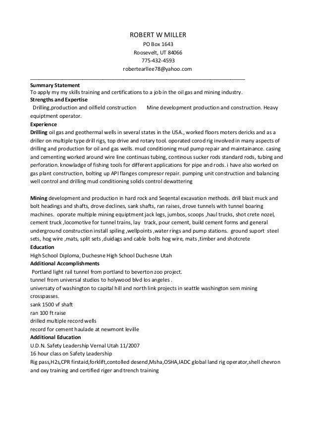 Bobs oil rig resume 2!