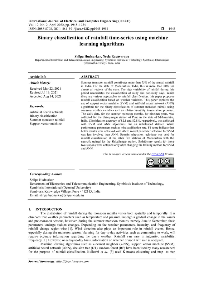 Binary classification of rainfall time-series using machine learning ...