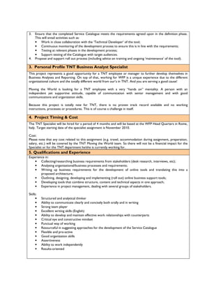 WFP Specialist Assignment_ JD Business Analyst | PDF