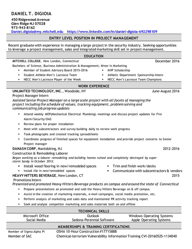 Daniel DiGioia Resume | DOCX