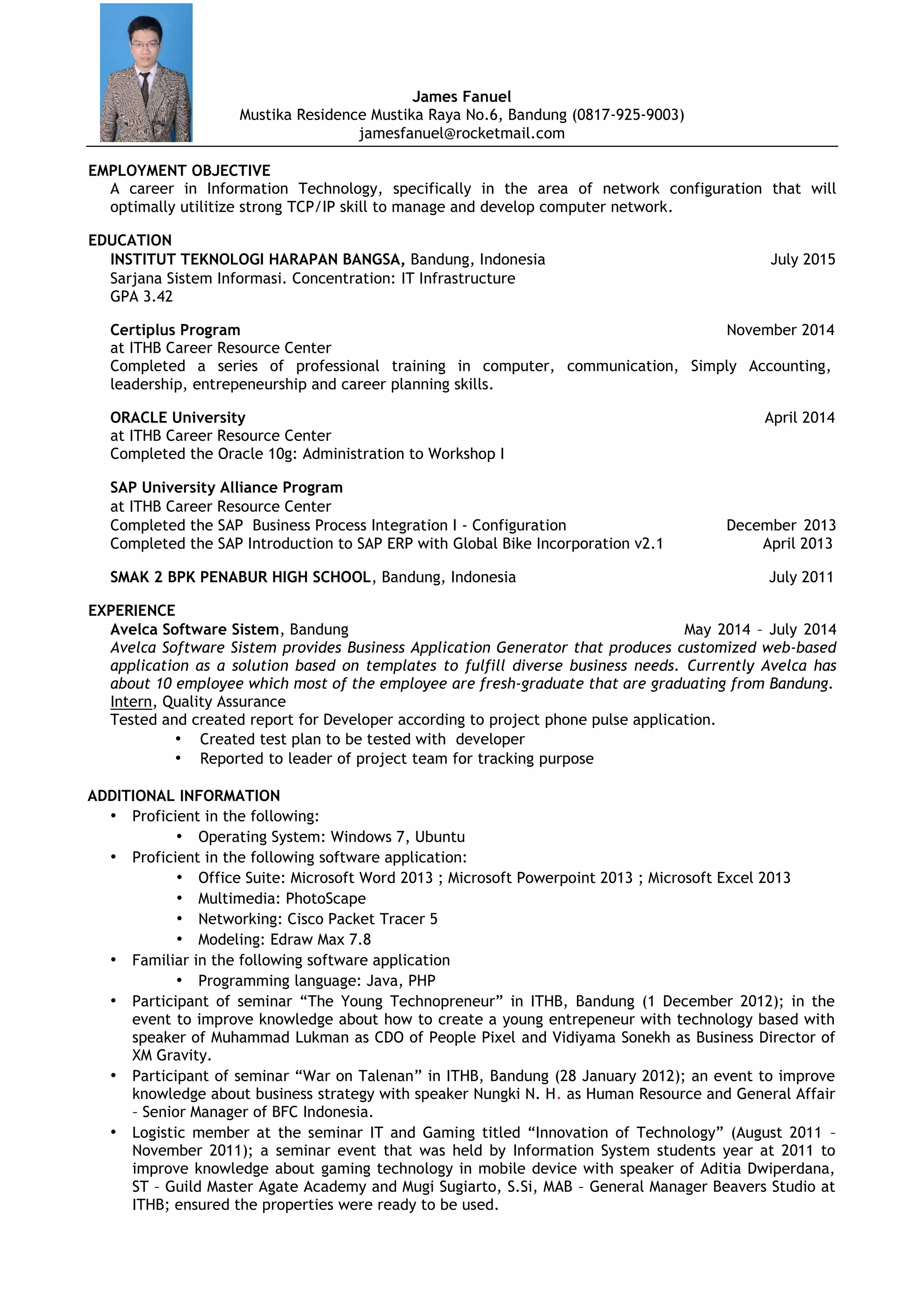 CV - James Fanuel_SI | PDF