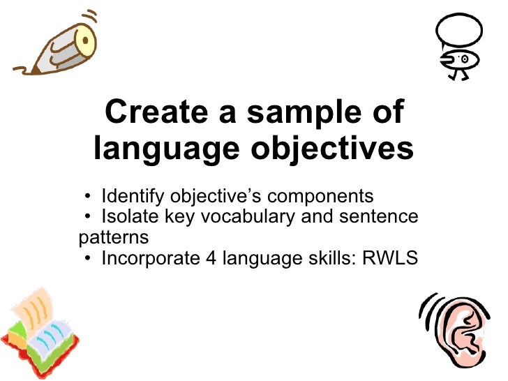 language and Content objectives