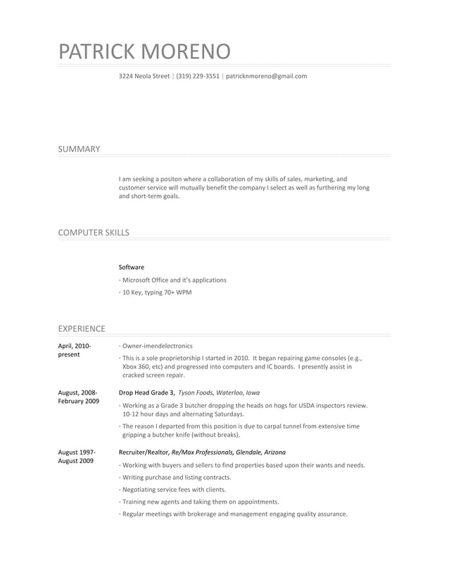 Patrick moreno resume | PDF