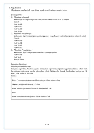 Alogaritma dan pemograman modul ajar kelas 8 | PDF